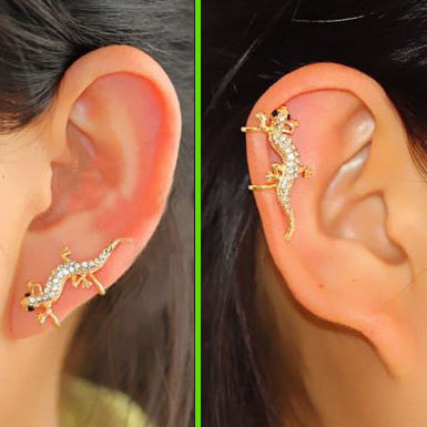 Climbing Lizard Rhinestone Ear Cuff (single,no Piercing,adjustable Clip ...