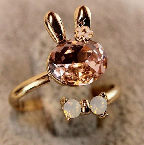 Rhinestone Rabbit Bow Ring Aebgj on Luulla