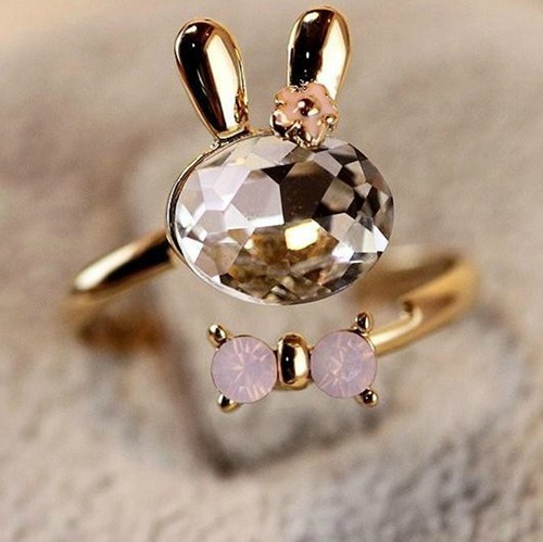 Rhinestone Rabbit Bow Ring Aebgj on Luulla